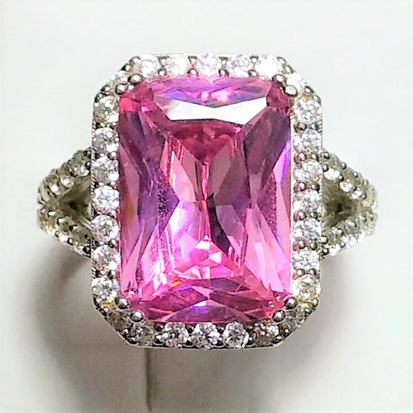 Jewelry | 6ct Pink Sapphire White Topaz Ring Sz 7 | Poshmark